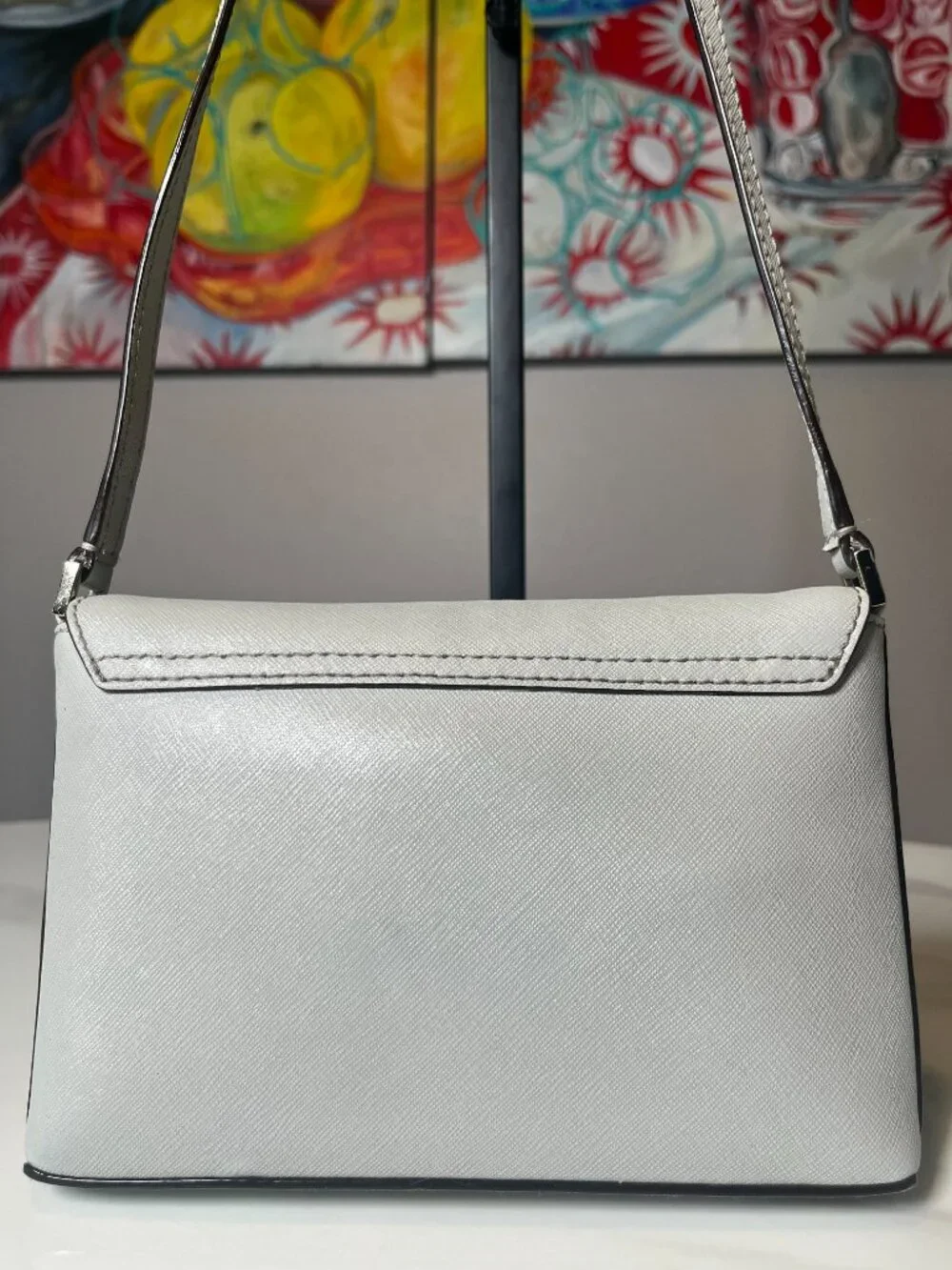 kate spade | Bags | Kate Spade New York Saffiano Leather Turn Lock Gray ...